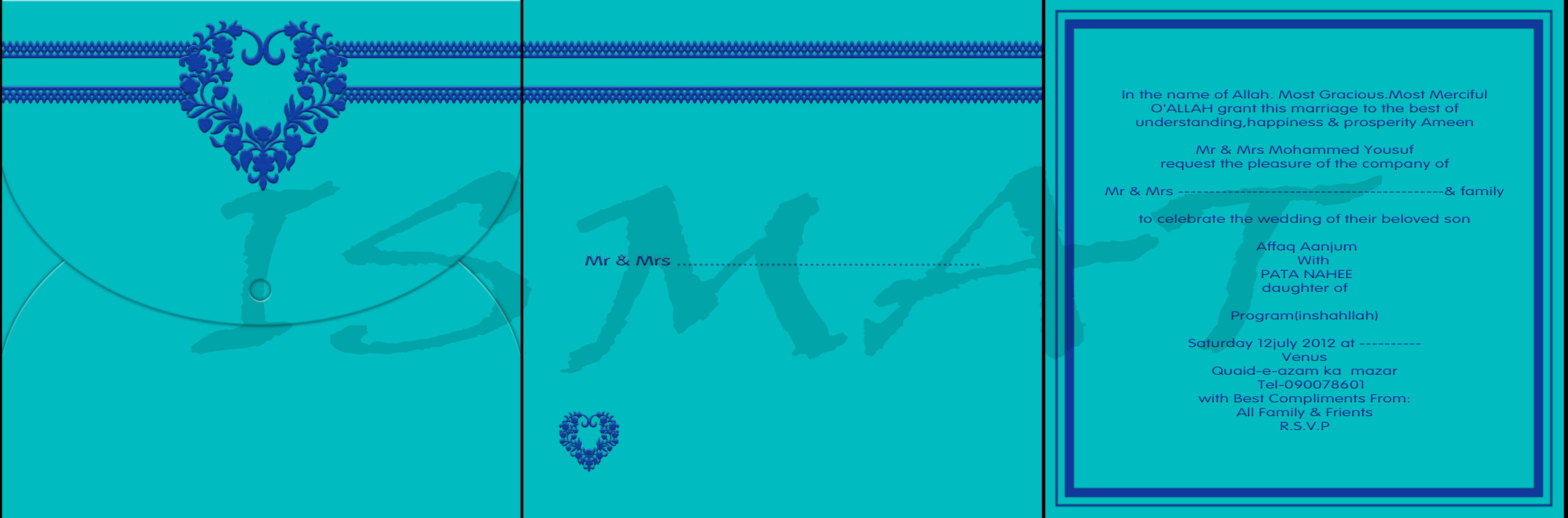 SHADI CARD FRONT BACK & INSIDE by Ismat Saira at Coroflot.com