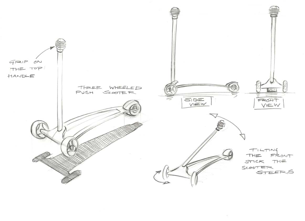 child's scooter design by Charlie Haslehurst at Coroflot.com