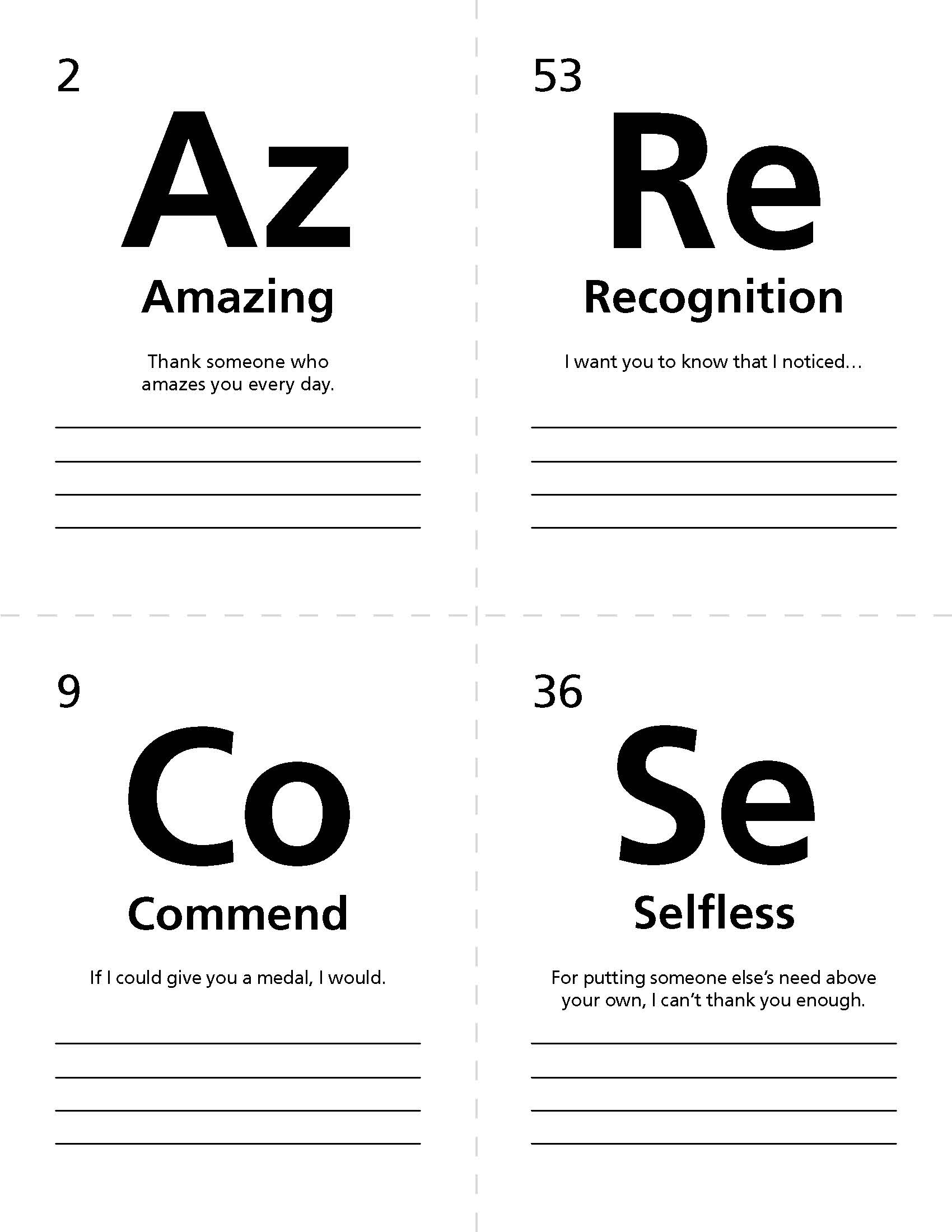 Periodic Table of Gratitude by Kate Johnson at Coroflot.com