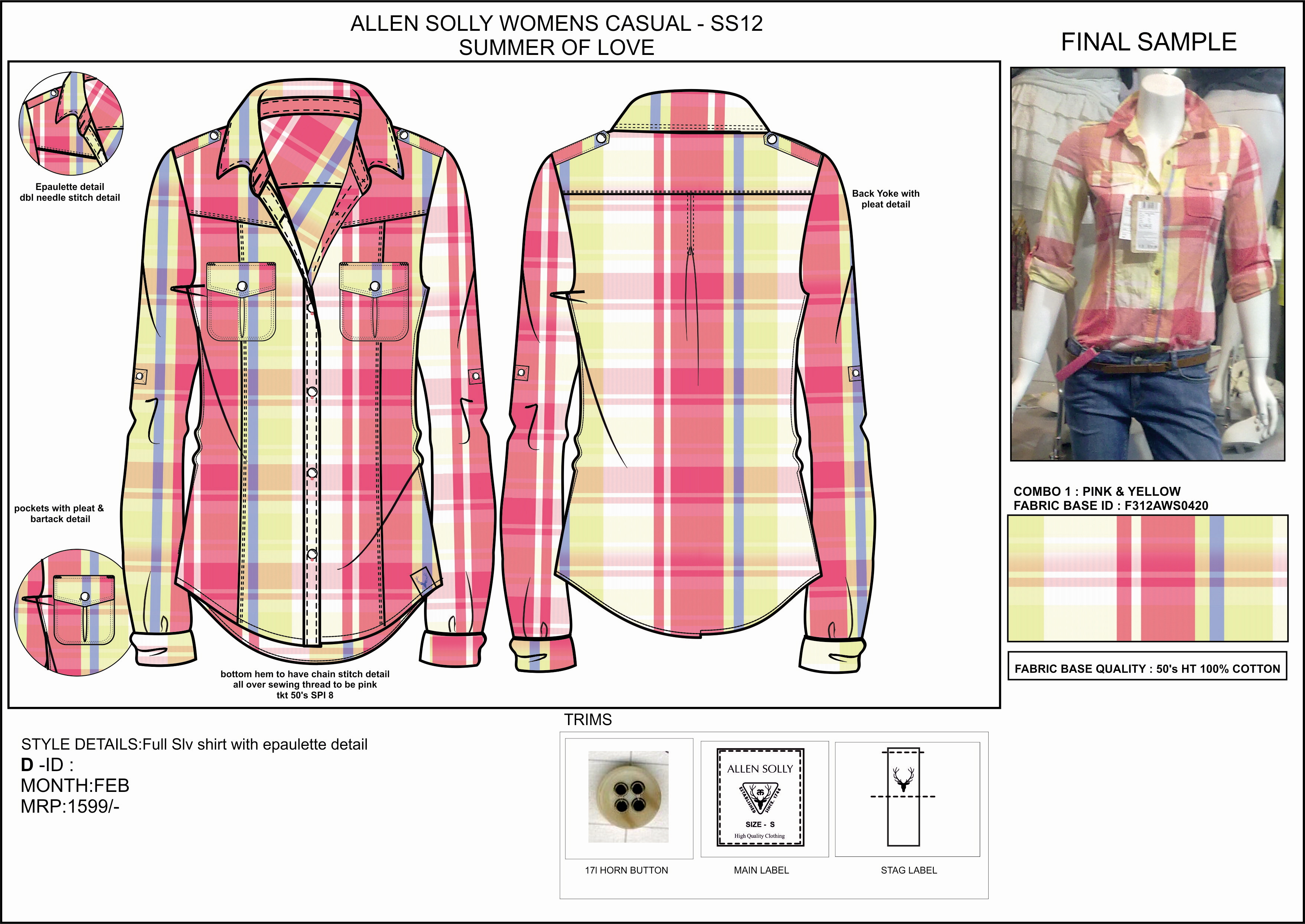 Technical flat sketch and detail drawing with Final samples Pictures by ...