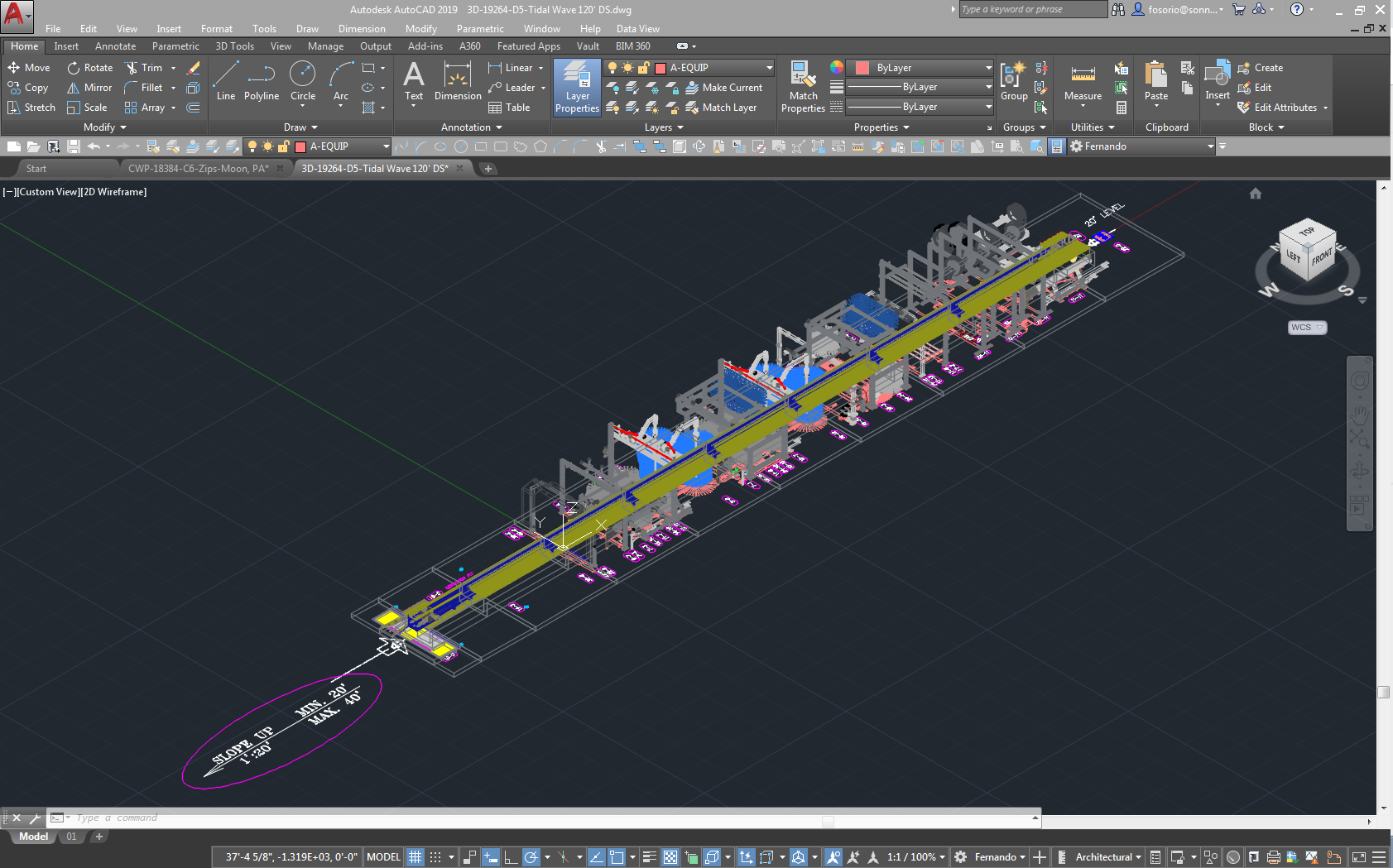 3D AutoCAD of car wash tunnel by Fernando Osorio at Coroflot.com