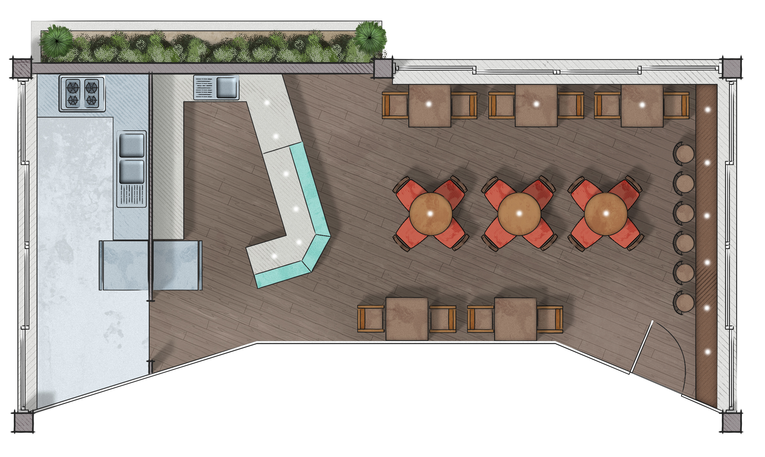 Floor plan 2D rendering restaurant 06 by Alberto Talens Fernández at ...