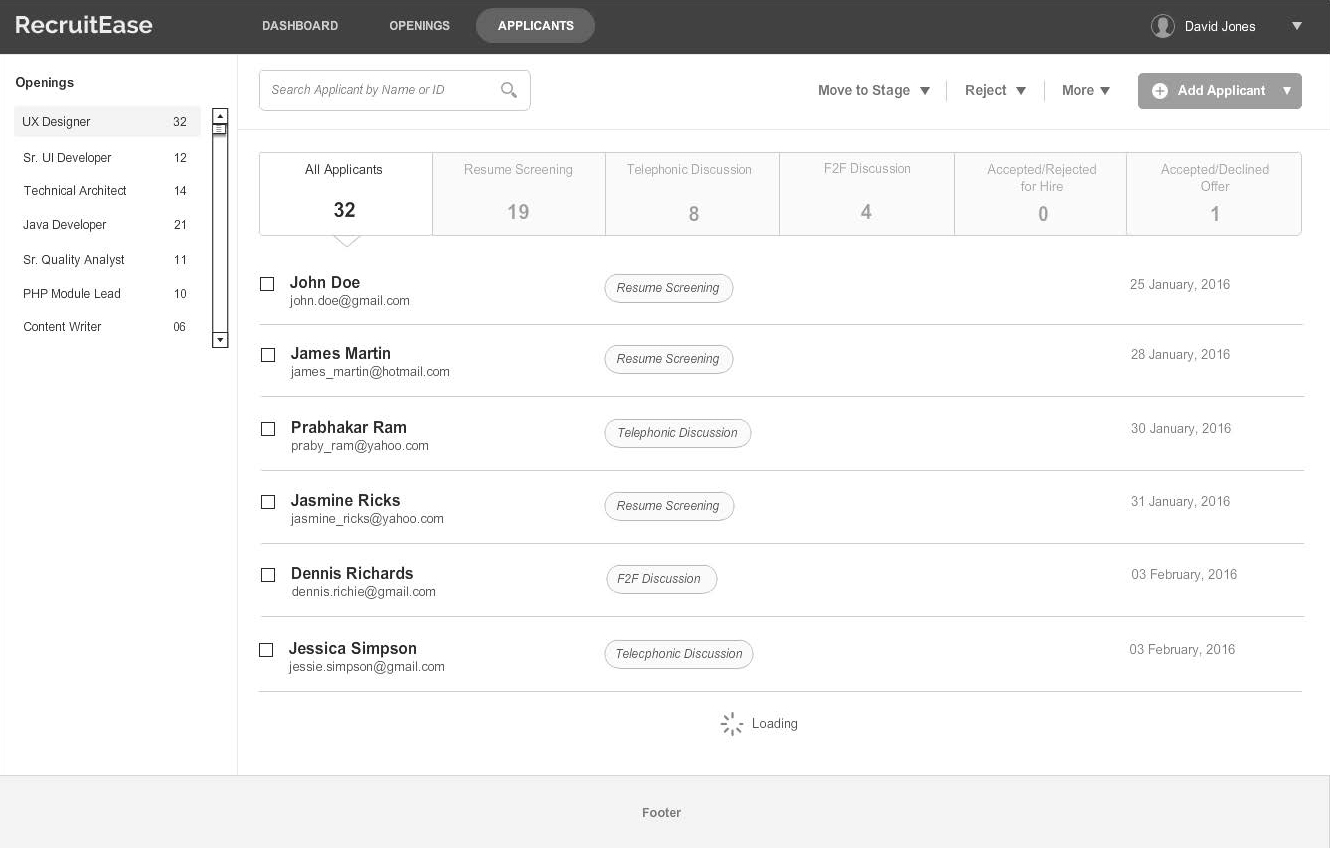 Wireframes for Recruitment Web App by Kunal Arora at Coroflot.com