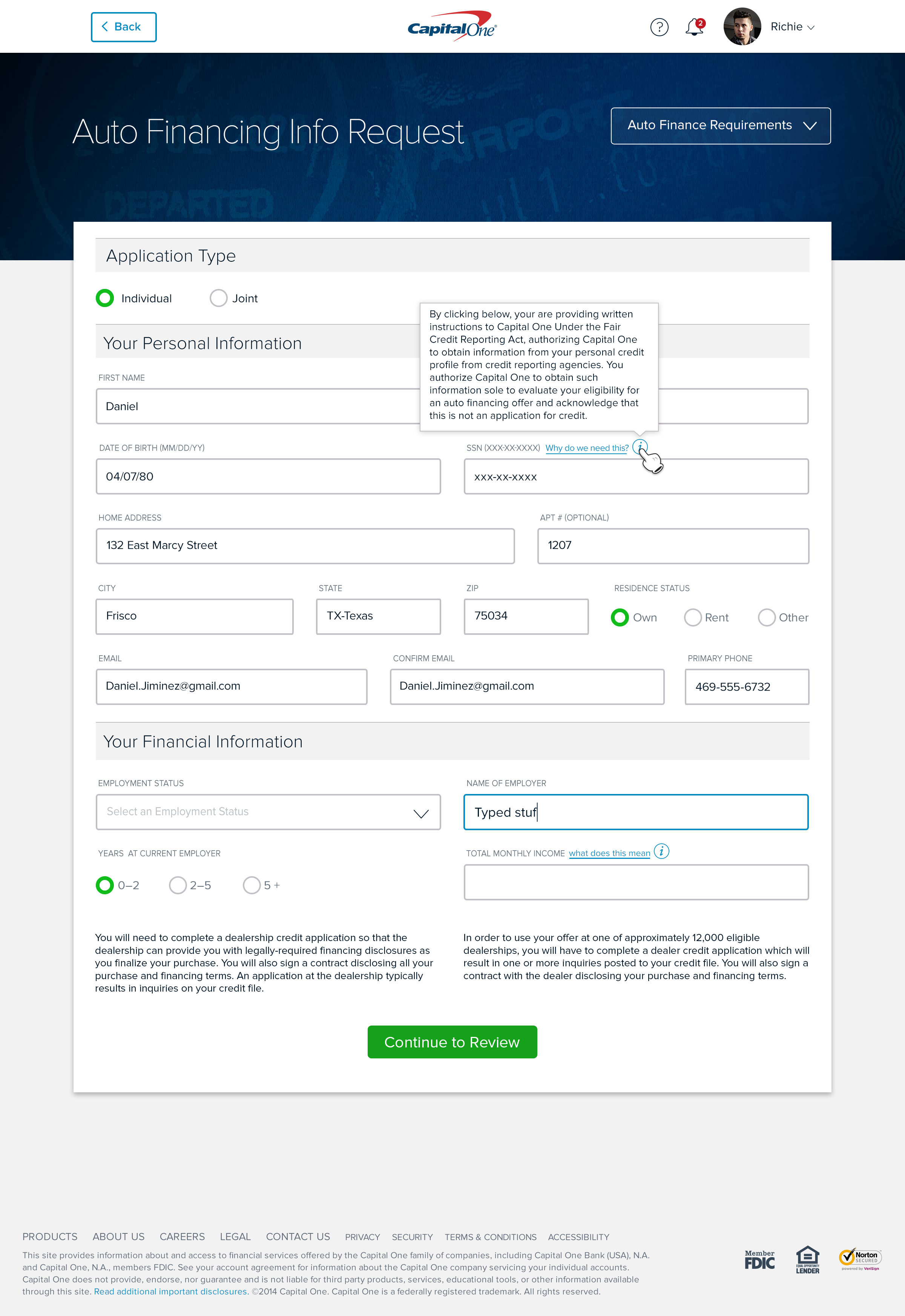 CapitalOne AutoNavigator Credit Application Experience 1 by Jeremiah ...