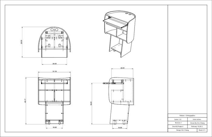 Presentation Podium Technical Drawing Package by Eric Chiang at ...