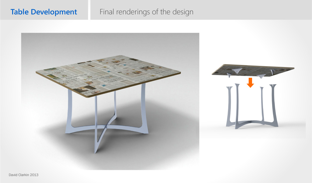 Headliner Chair and Table by David Clarkin at Coroflot.com