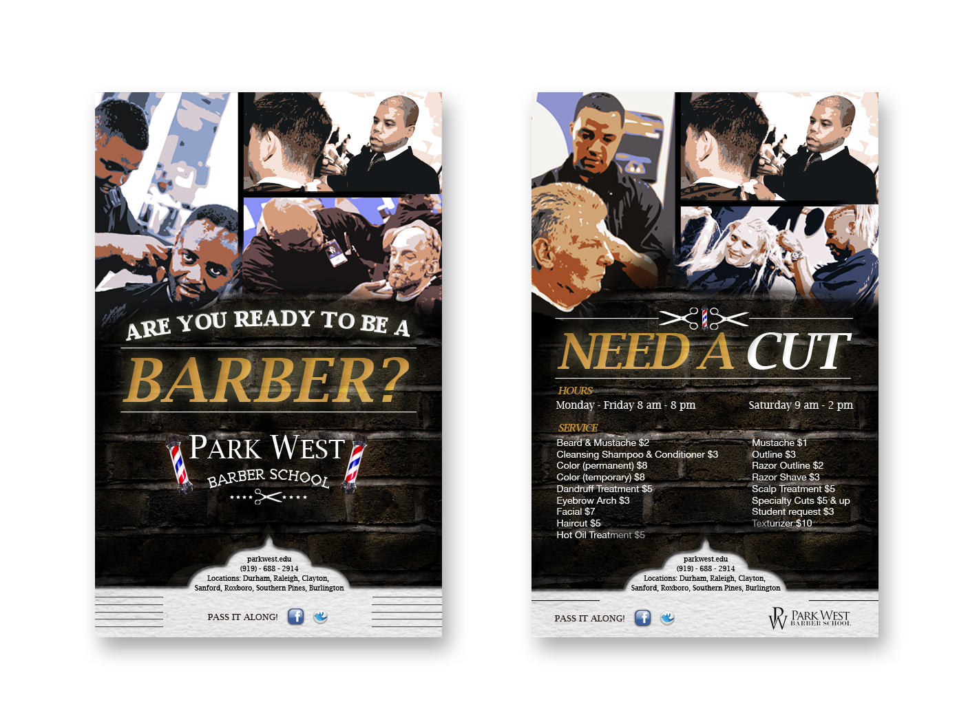 Park West Barber School Flyers by Craig Harris at Coroflot.com