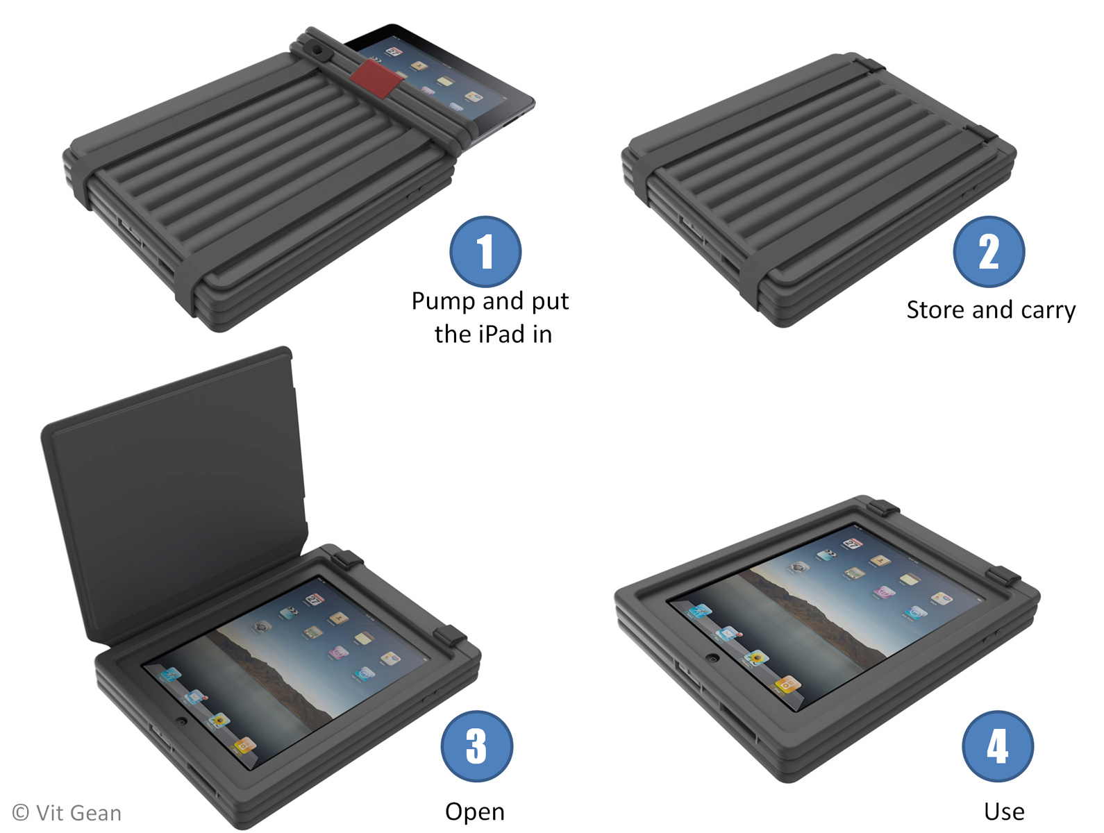 Inflatable case for iPad with built-in manual pump by Vitaliy Gnatenko ...