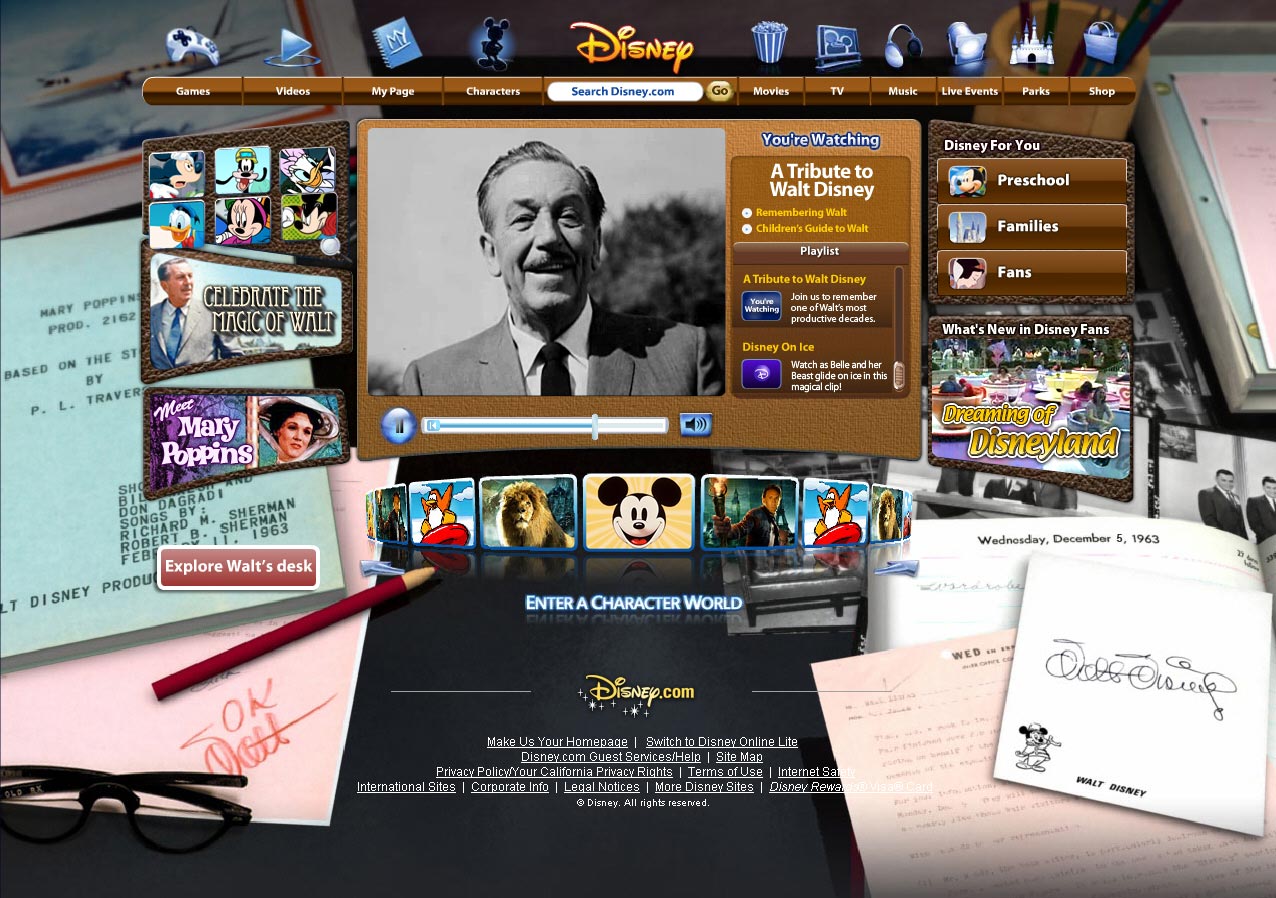 Walt Disney Tribute on Disney.com by David Gonzalez at Coroflot.com