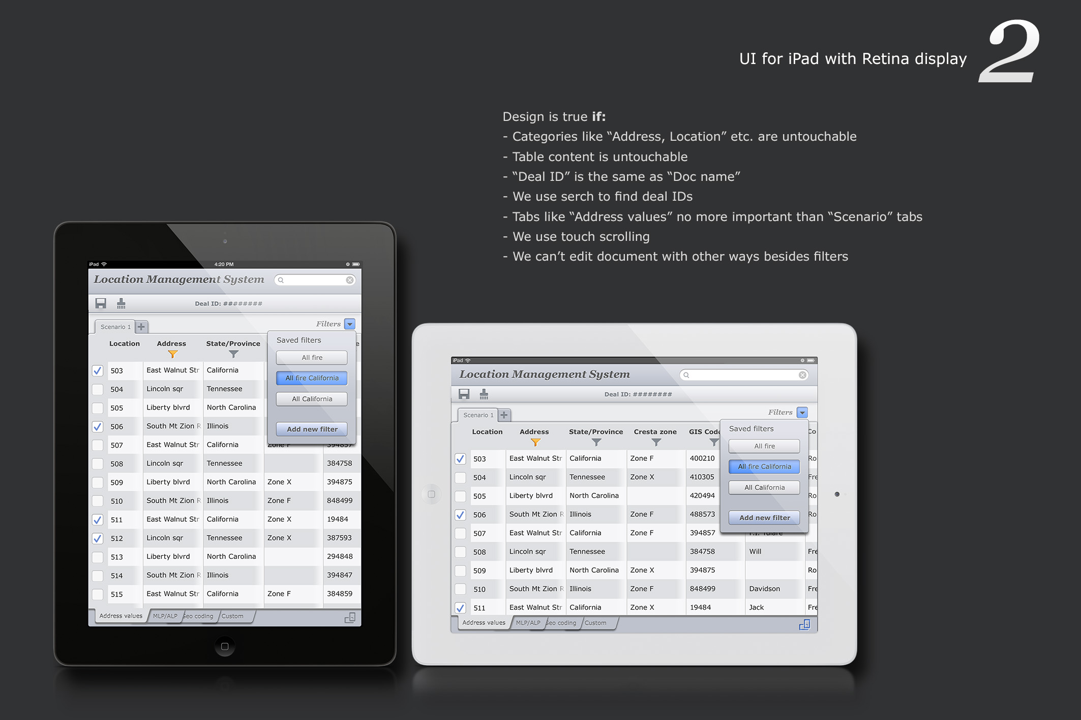 UI design for iPad and desktop app by Galyna D. at Coroflot.com