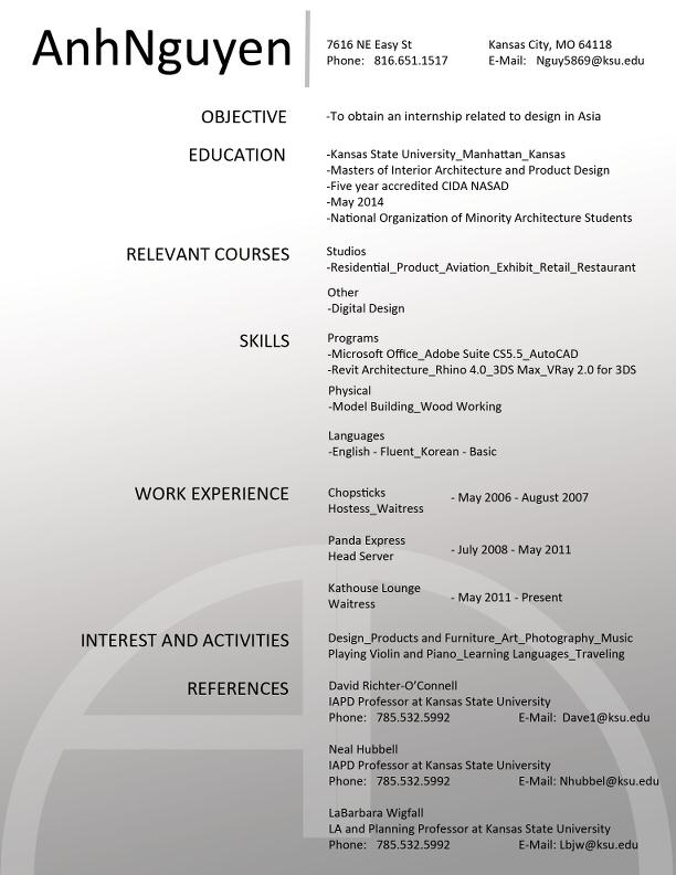 An upload by Anh Nguyen on Coroflot: to the project Resumé