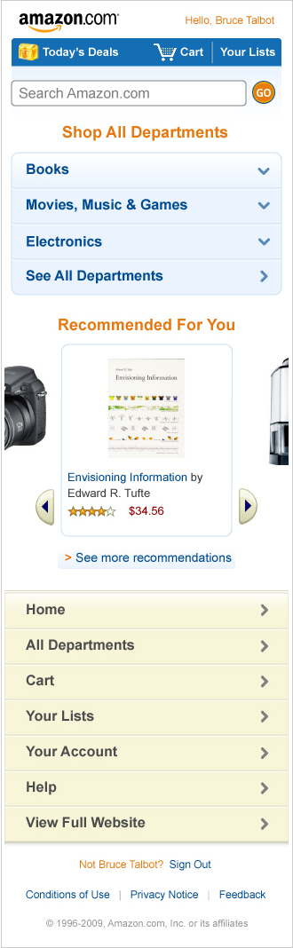 Amazon Mobile Site Redesign by Randy Moss at Coroflot.com