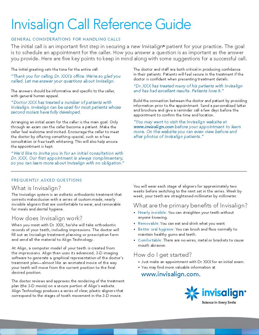 Invisalign Ortho Patient Phone Script by Ronda Prothro at Coroflot.com