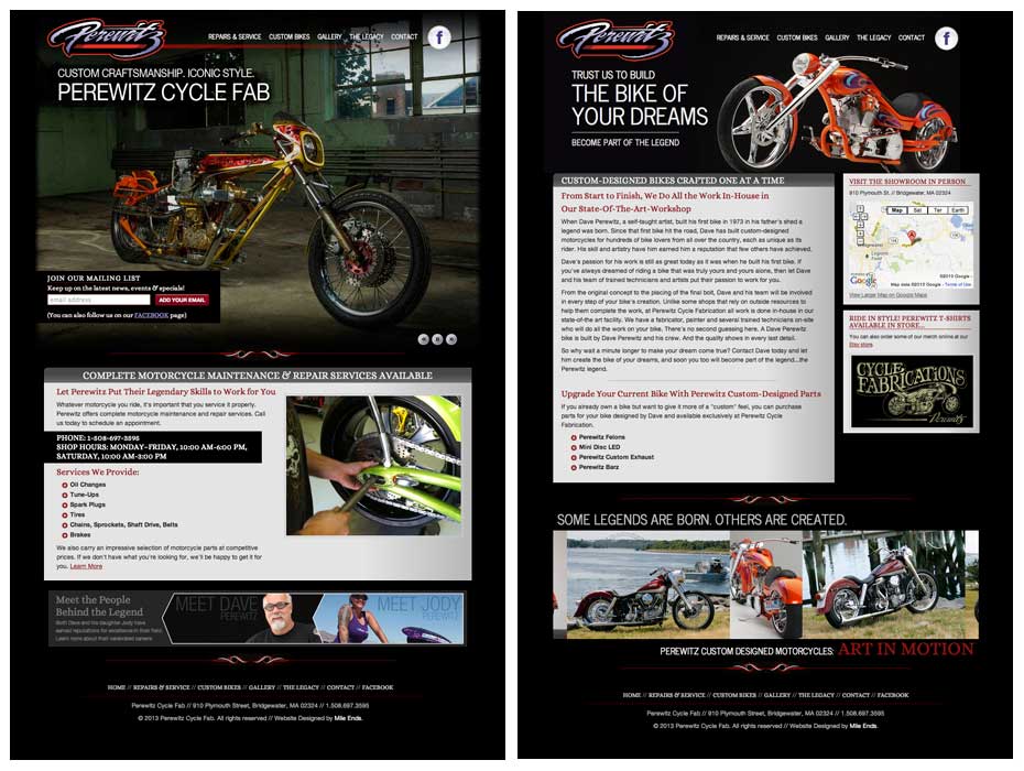 Perewitz Cycle Fab Website Design by John Boveri at Coroflot.com