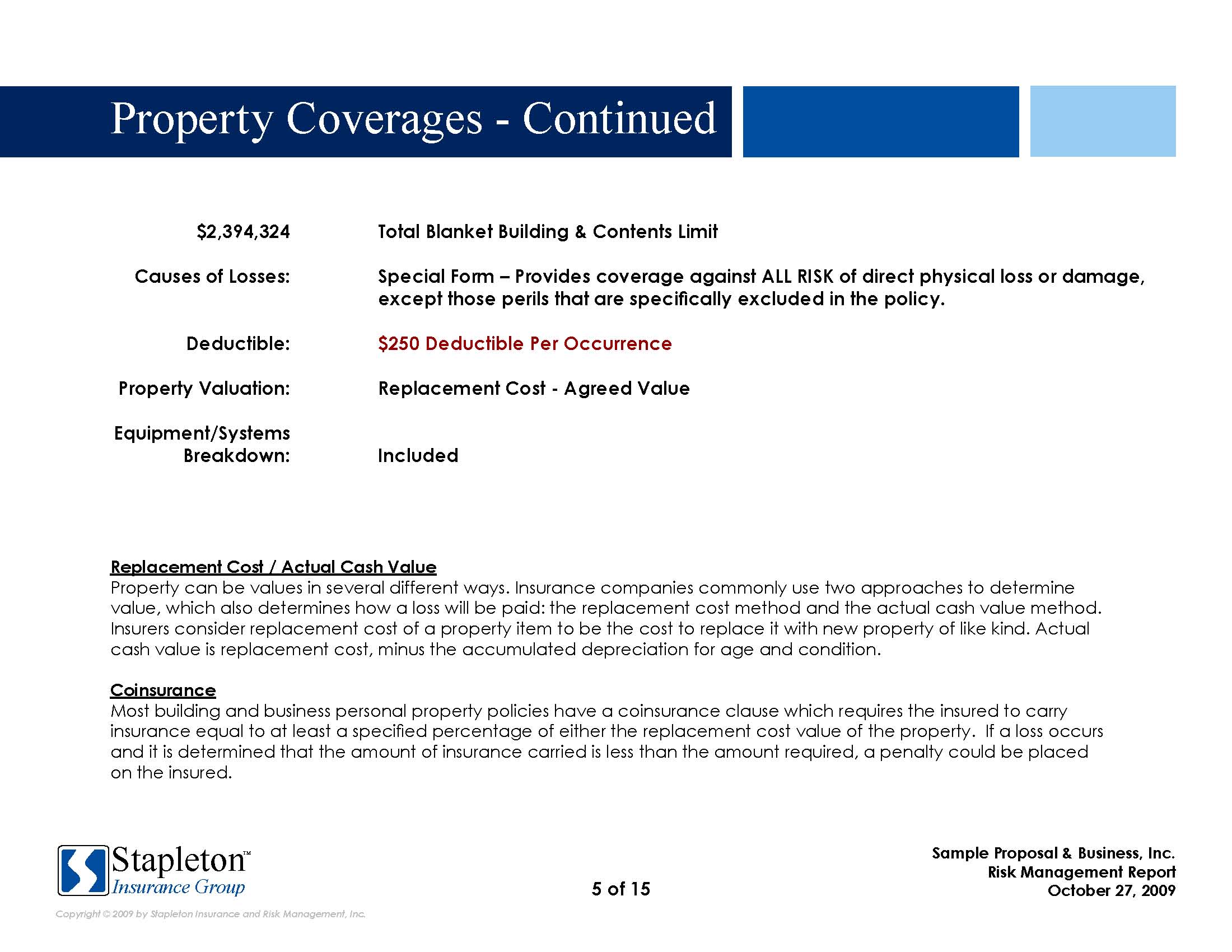 Commercial Insurance Proposal (Sample Version) by Scott Bolyard at ...