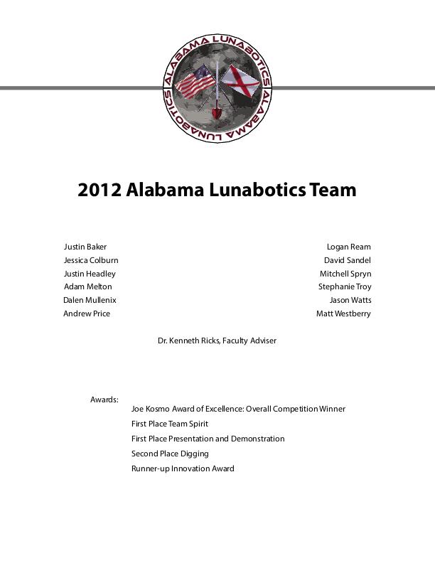 An upload by Jessica Melton on Coroflot: to the project Alabama Lunabotics
