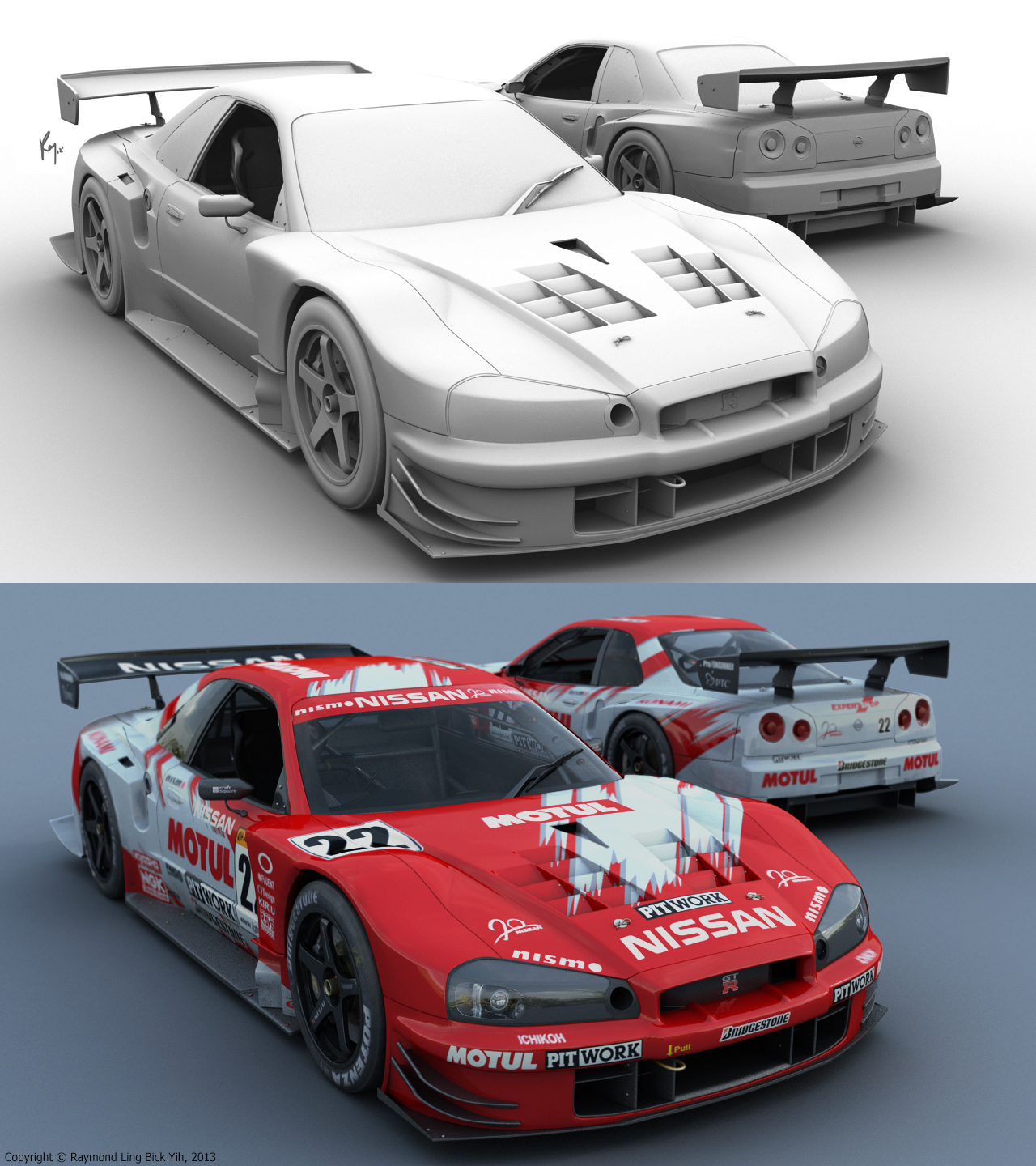 Nissan MOTUL PITWORK Z(JGTC) R34 GT-R 2003 by Raymond Ling at Coroflot.com