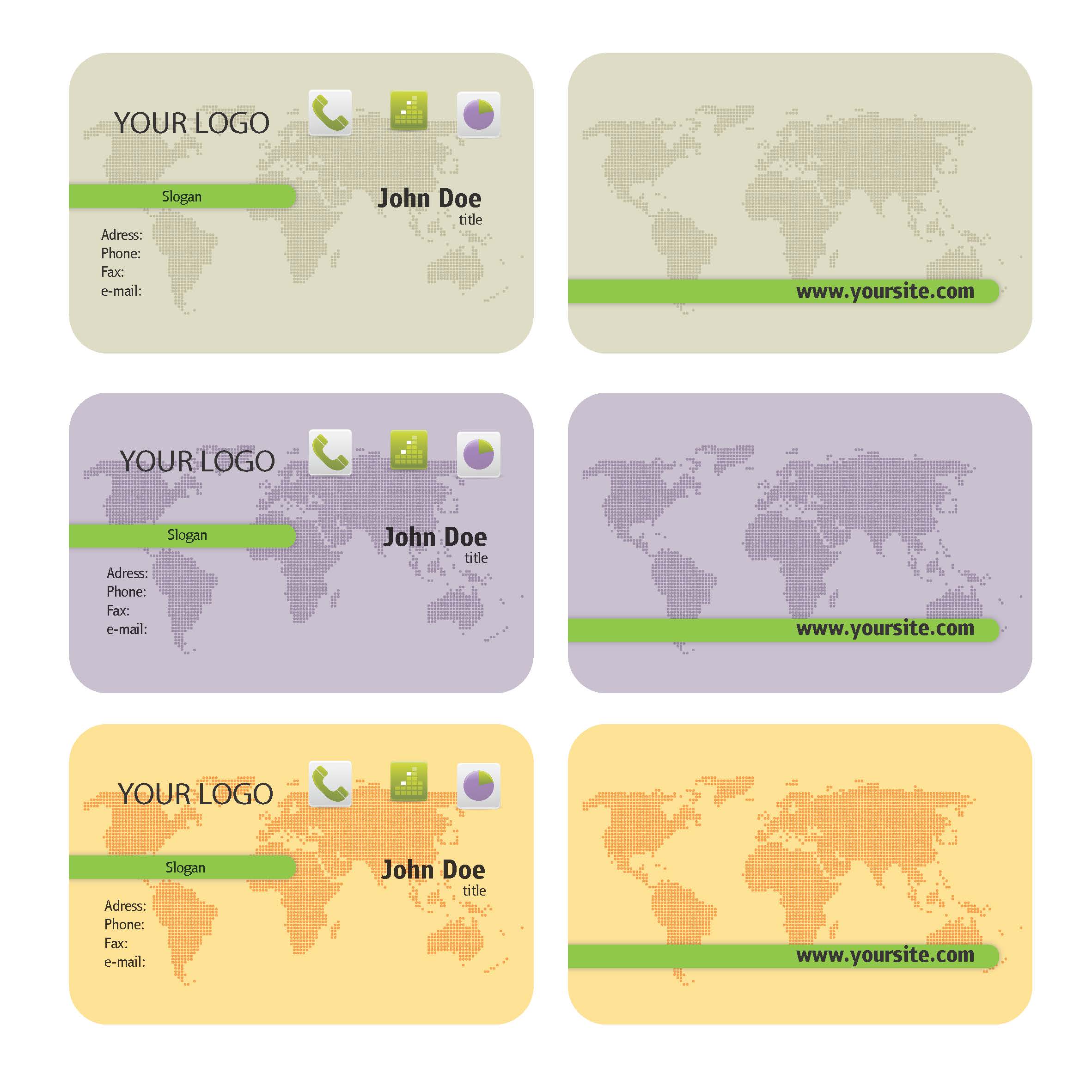 Free Rounded Wold Map Business Cards Templates by Borce Markoski at ...