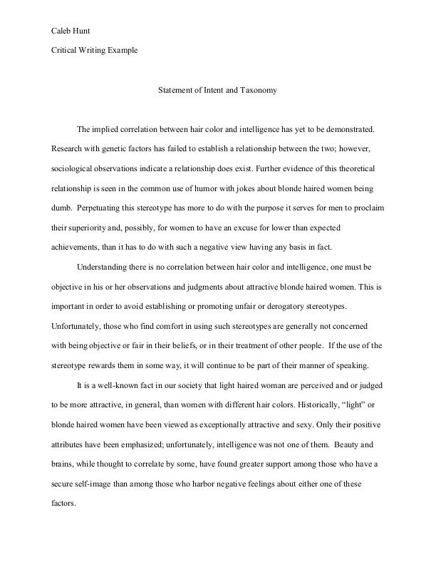 Critical Writing Sample by Caleb Hunt at Coroflot.com