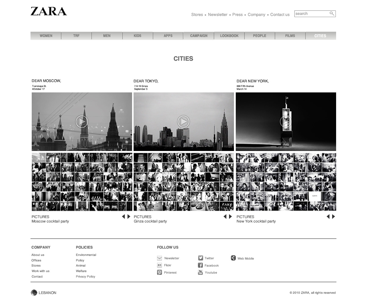 Zara website design by hibah osman at Coroflot.com
