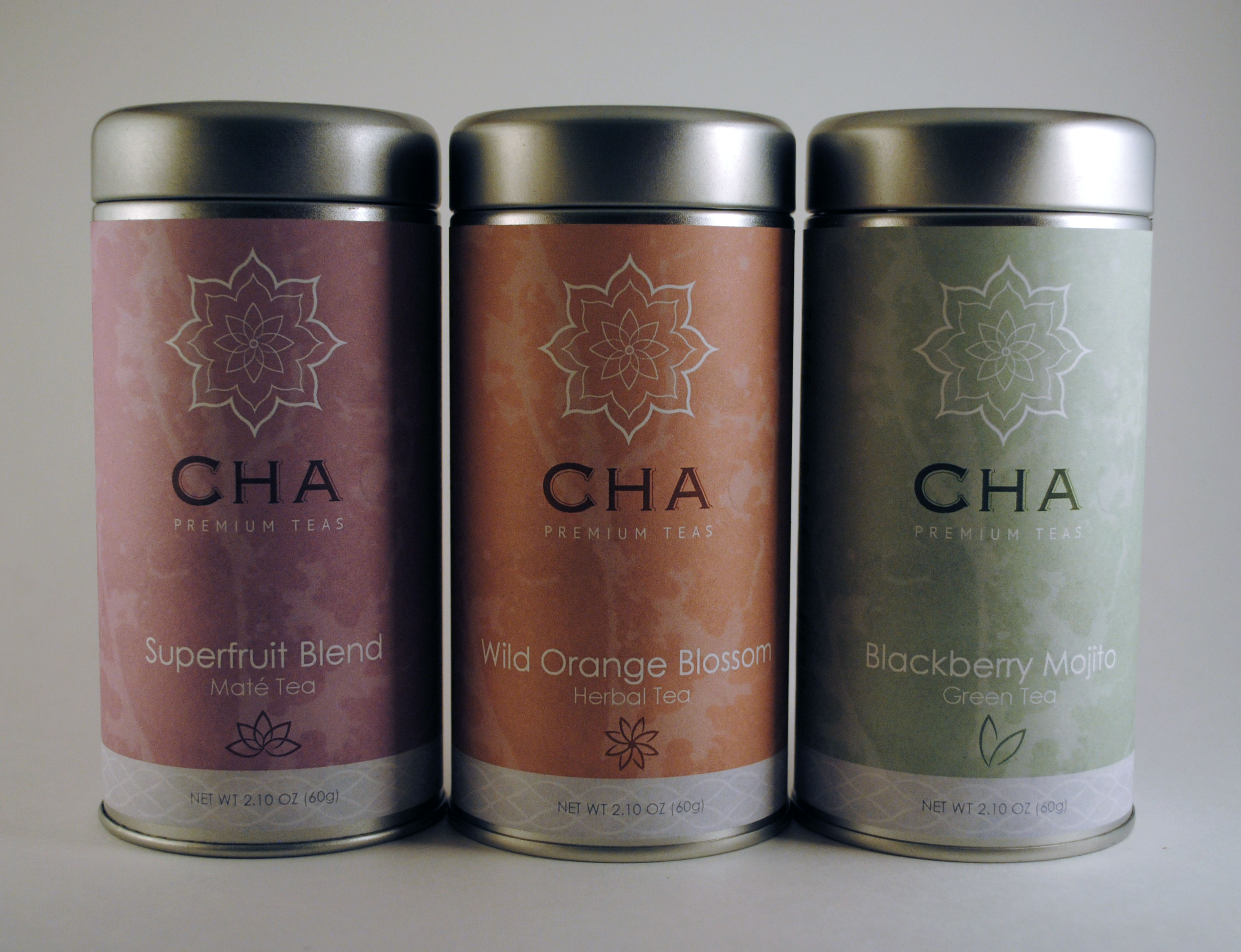 Cha Premium Teas Packaging by Stephanie Leon at Coroflot.com