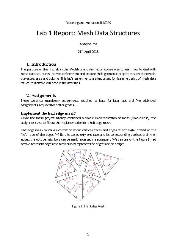 Modeling and Animation: Mesh Data Structures by Anteja Gros at Coroflot.com