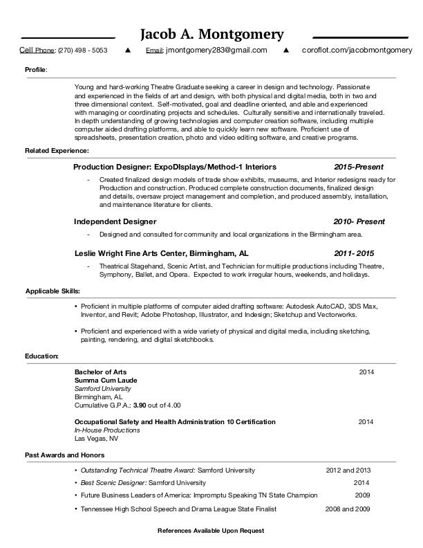 Professional Resume by Jacob Montgomery at Coroflot.com