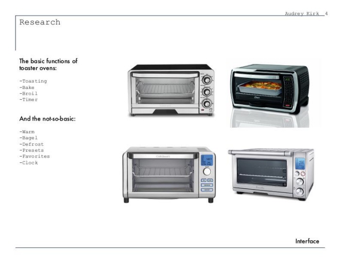Toaster Oven Interface by Audrey Kirk at Coroflot.com