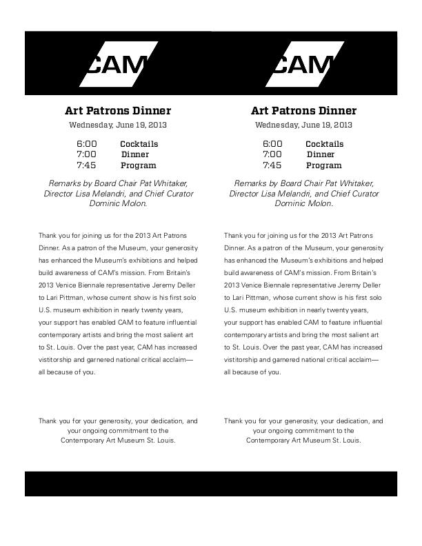 CAM Art Patrons Menu (Indesign) by Victoria Liu at Coroflot.com
