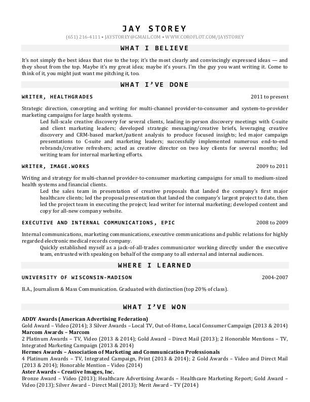 Jay's Resume by Jay Storey at Coroflot.com