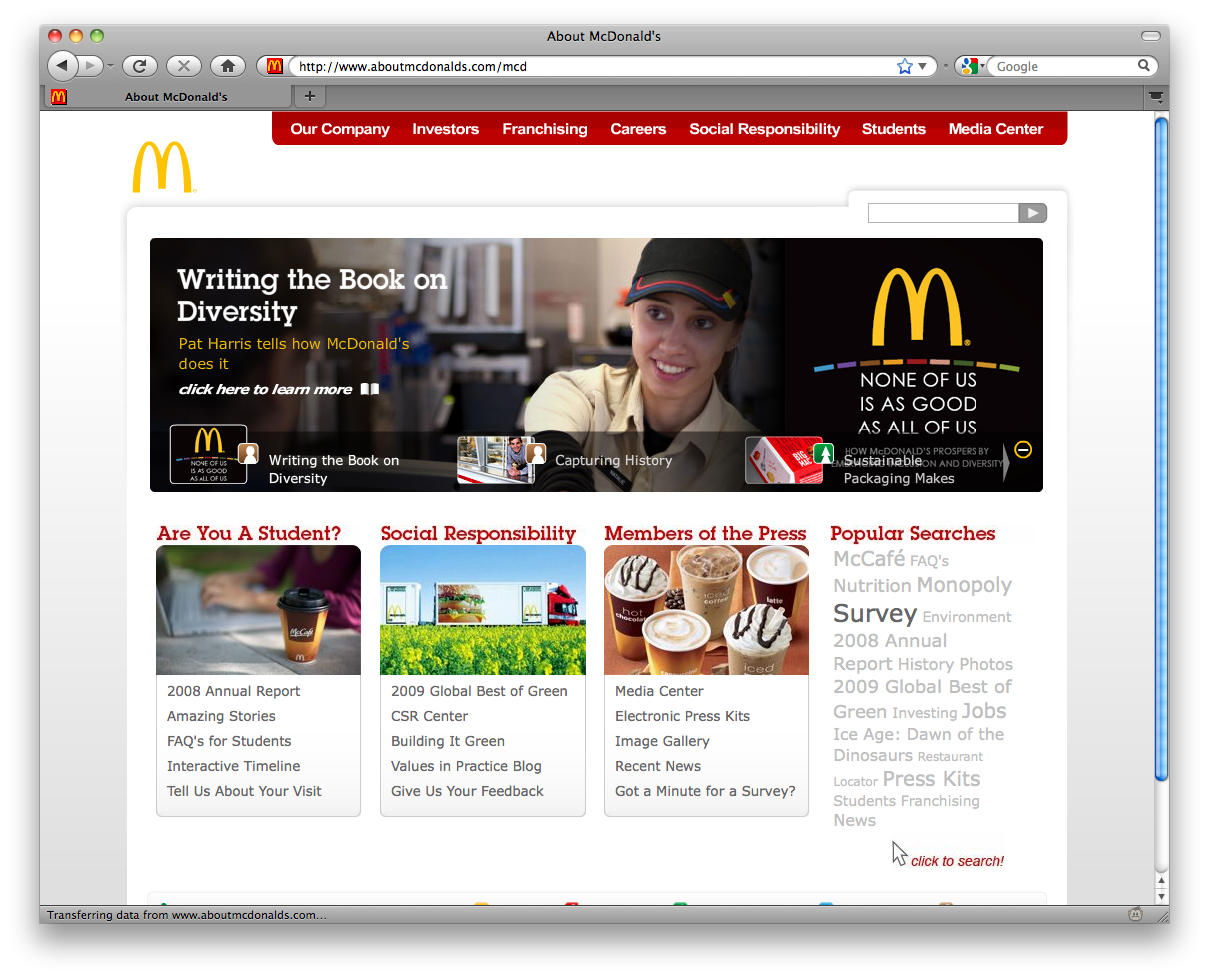 McDonald's Corporate Website by Zack Jordan at Coroflot.com