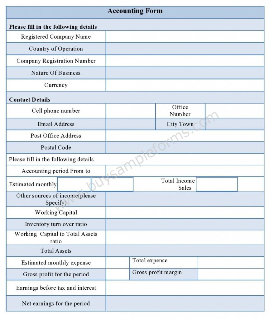 Sample Accounting Form by Jasmine Everett at Coroflot.com