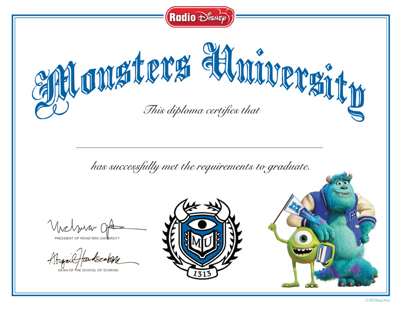 Monsters University diploma by Scott Kampmeyer at Coroflot.com