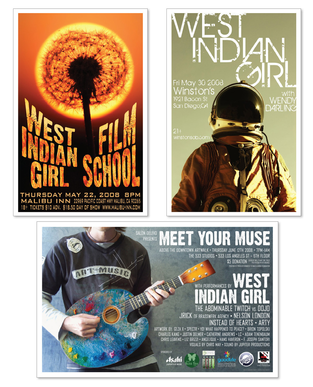 West Indian Girl concert posters by Scott Kampmeyer at Coroflot.com