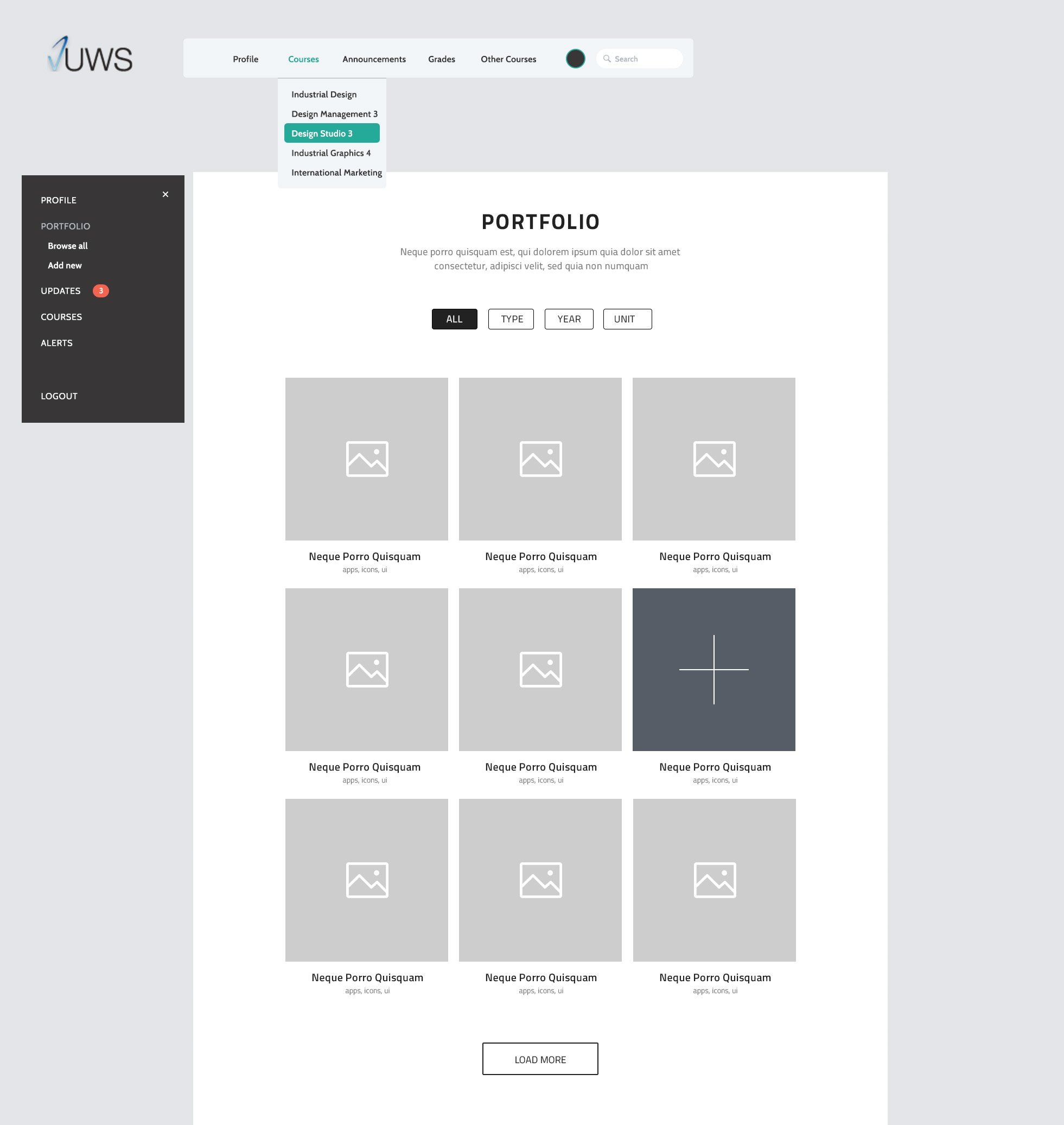 Redesign of vUWS website: Medium fidelity wireframe by Jelene Go at ...