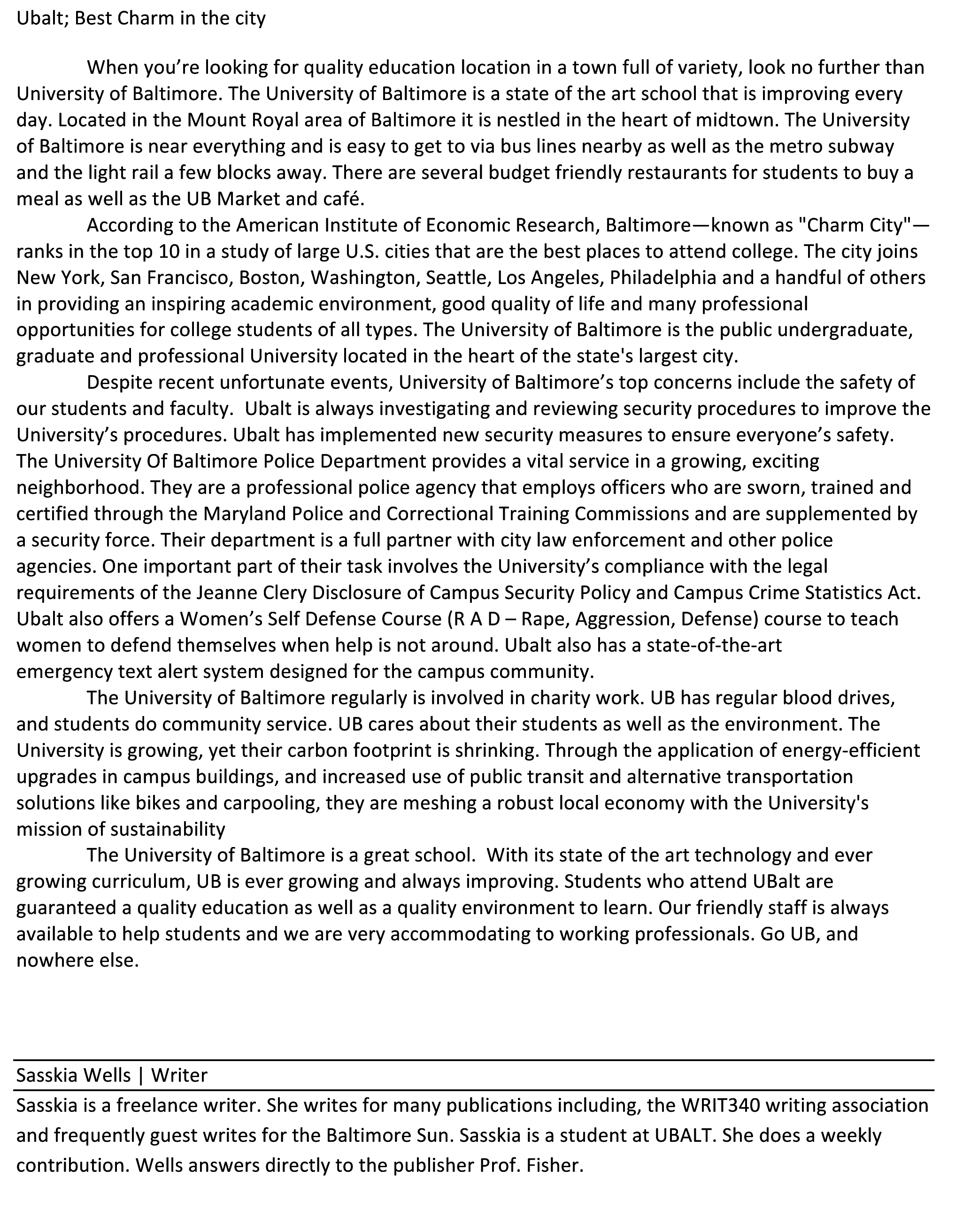 Writing Sample_Public Relations Writing by Sasskia Wells at Coroflot.com