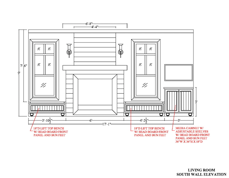 AutoCAD/SketchUp: Living Room - Space Planning - Elevations - Callouts ...