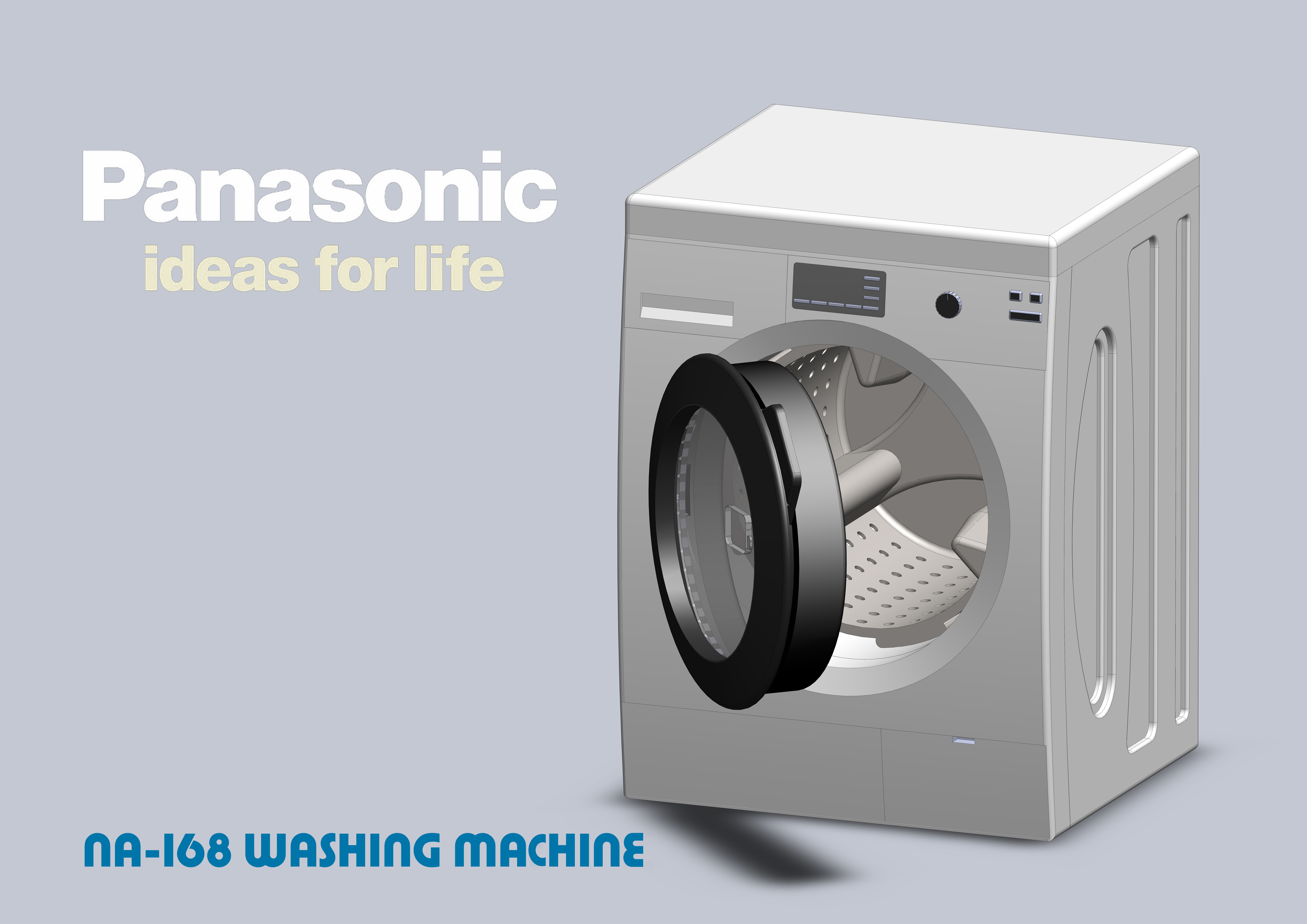 Washing Machine model with technical drawing by Yixing Lu at Coroflot.com