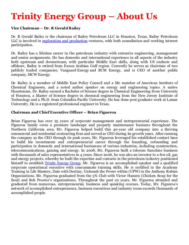 An upload by Sari Mattila on Coroflot: to the project Trinity Energy Group – About Us