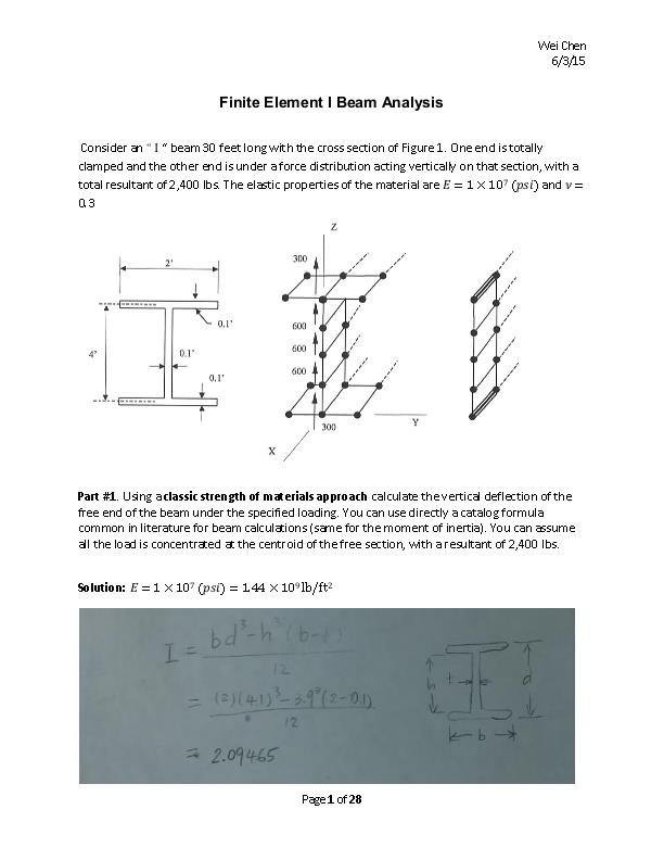 Finite Element Analysis - I Beam by Wei Chen at Coroflot.com