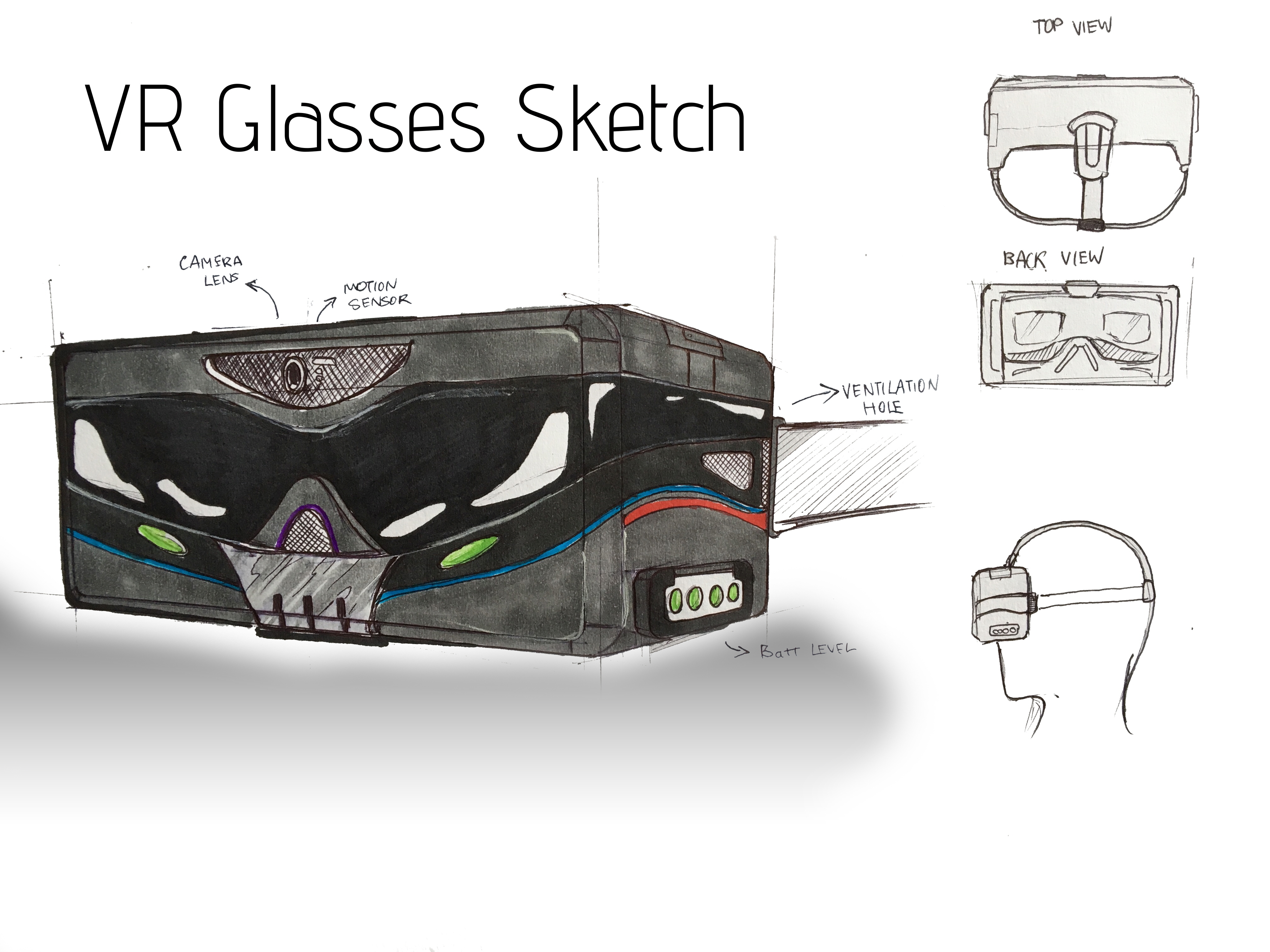 2016 May - VR Glasses design sketch by IGNATIUS NG at Coroflot.com