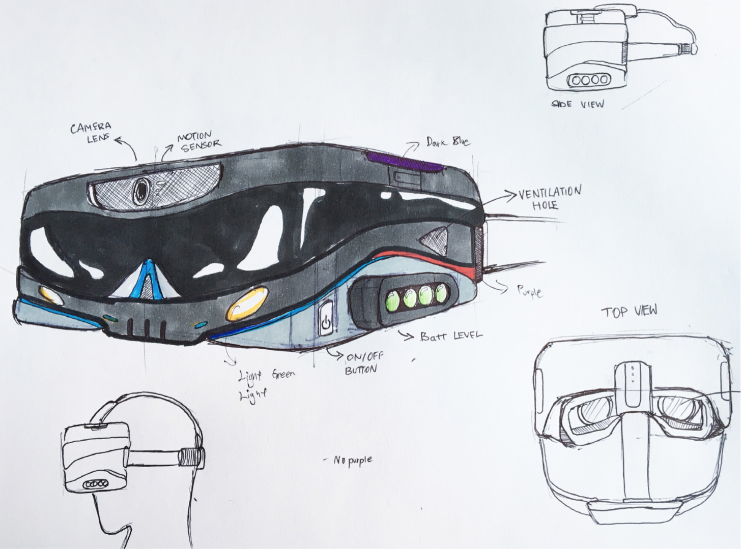 2016 May - VR Glasses design sketch by IGNATIUS NG at Coroflot.com