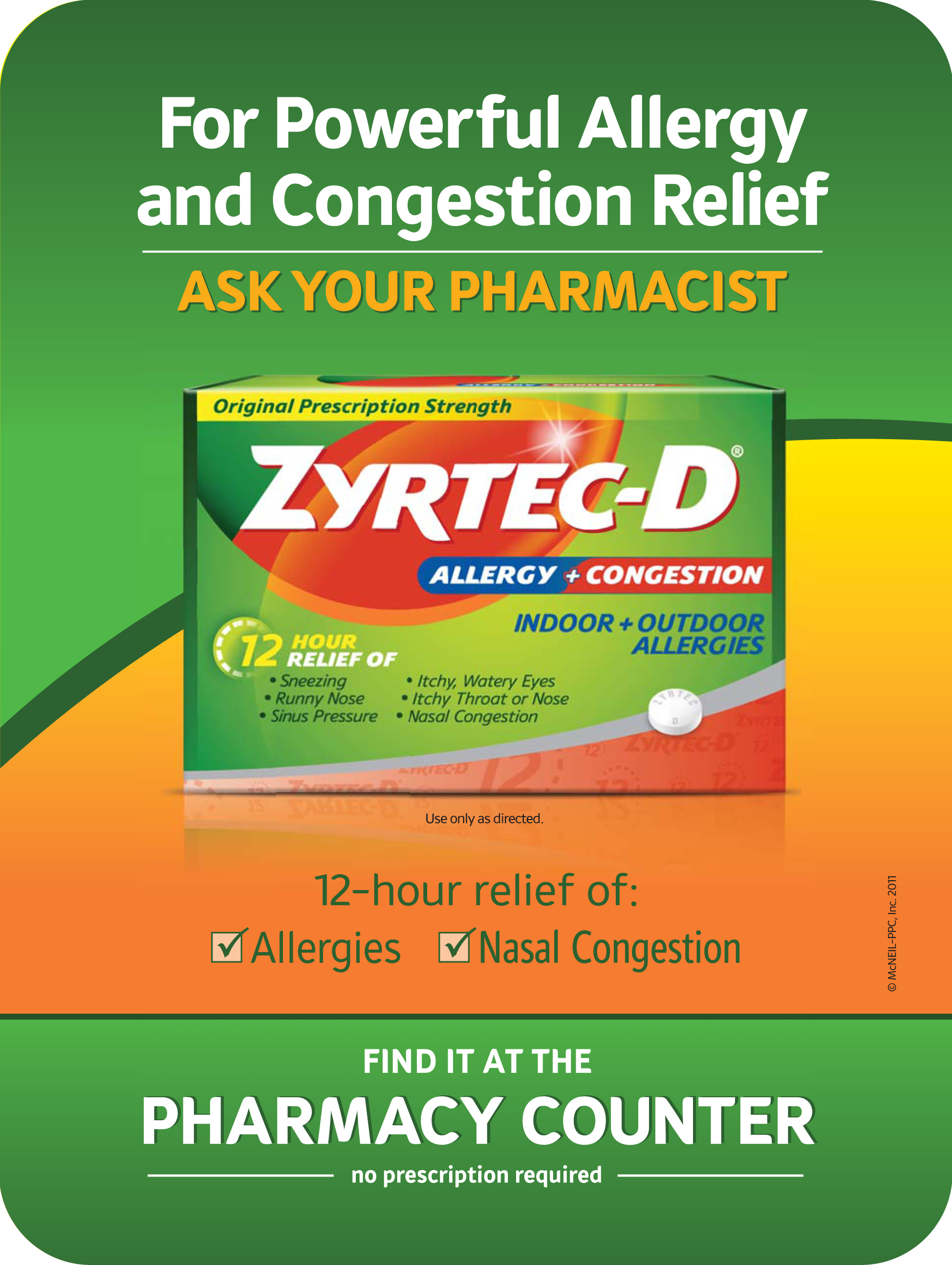 ZYRTEC® POSTER, SHELF TALKER & DIRECT MAILER by Brian S at Coroflot.com
