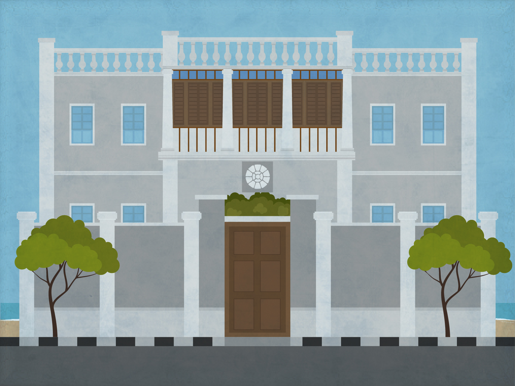 Pondicherry cartoon illustration by Eshwar Raman at Coroflot.com