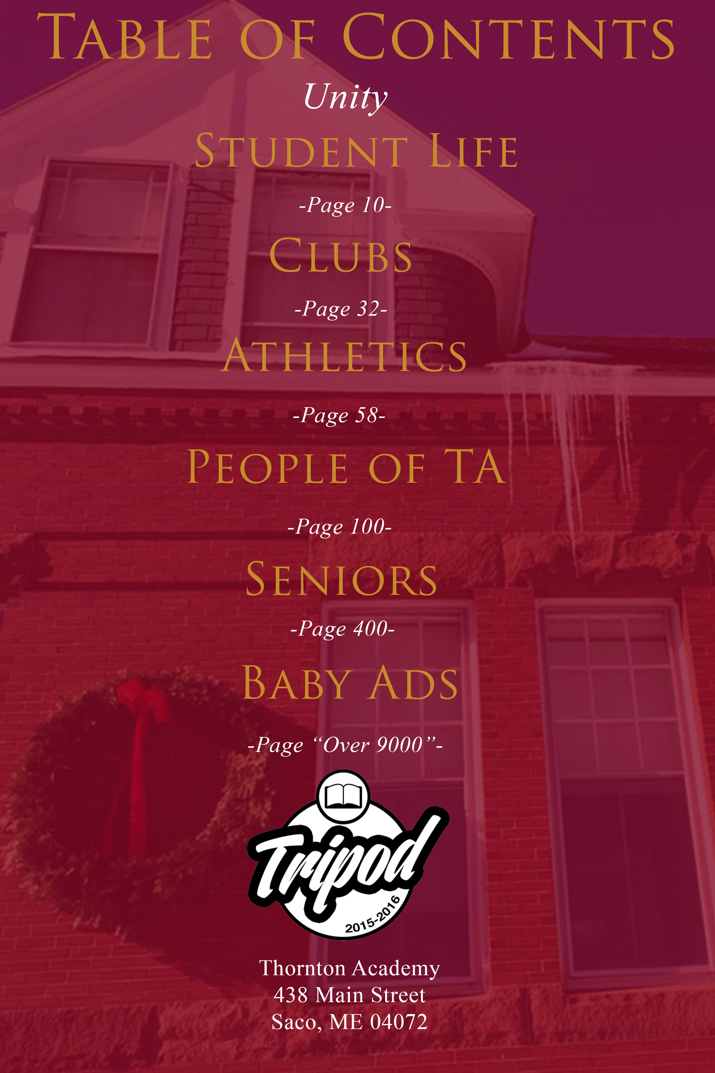 Yearbook Table of Contents by Griffin Brumer at Coroflot.com