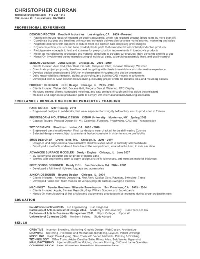 Resume by Christopher Curran at Coroflot.com