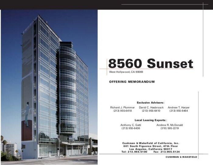 8560 Sunset Blvd. Offering Memorandum by Jean Cominolo at Coroflot.com