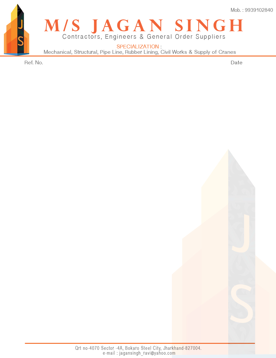 Jagan Singh Constructions Letter Pad and Logo by Kunal Singh at ...