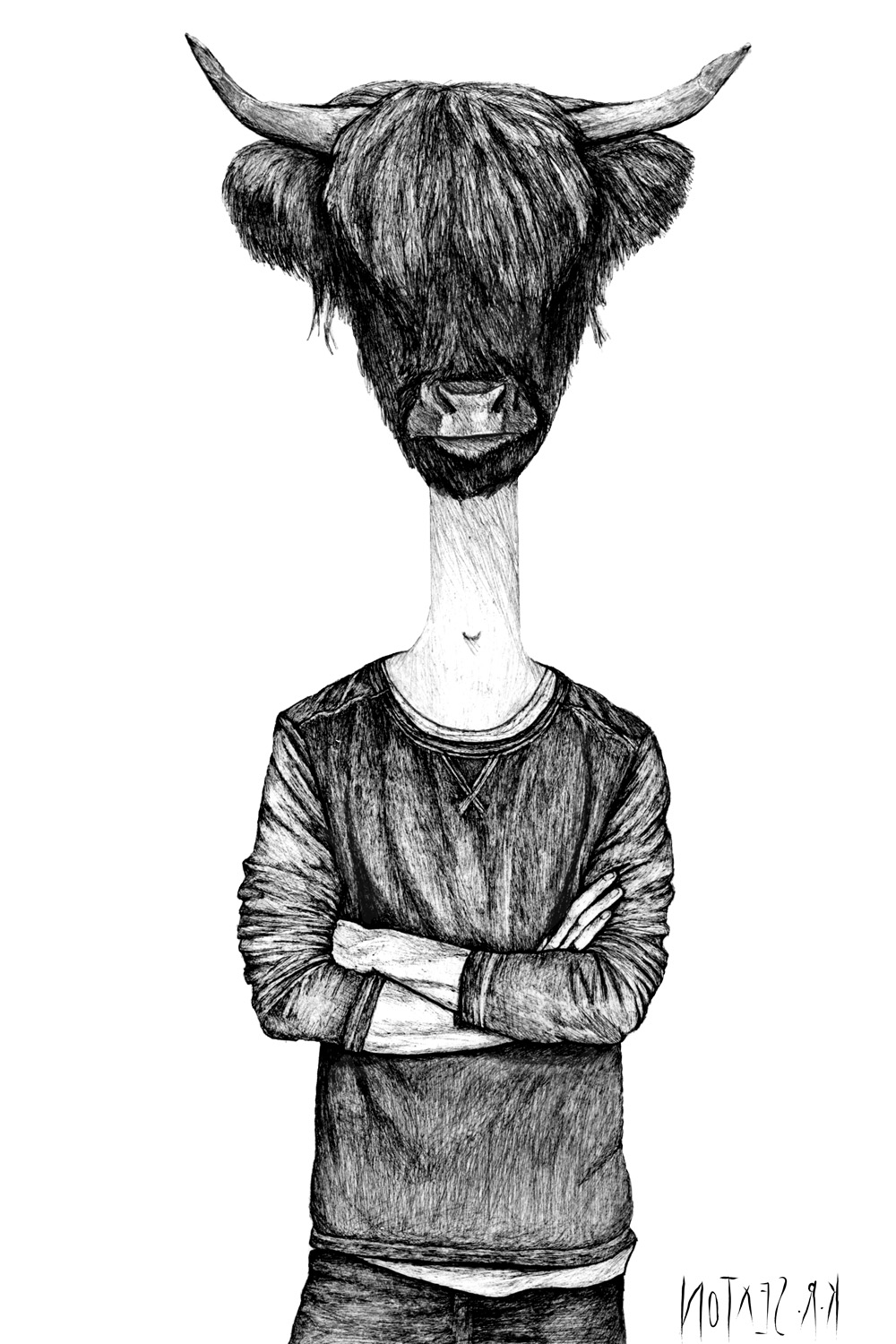 Animal / Human Hybrid Ink Illustrations by Kirsten "K.R." Sexton at ...