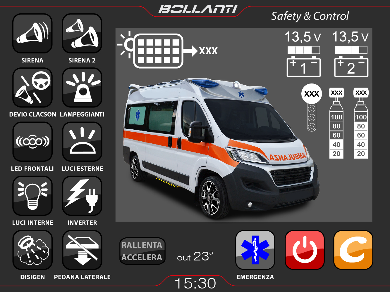Touchscreen control panel for ambulances by Mattia Marvardi at Coroflot.com
